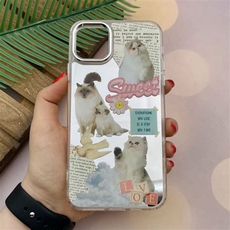 قاب گوشی Iphone 11 Pro Max آیفون آینه ای دور سیلیکونی طرح گربه کد 89156