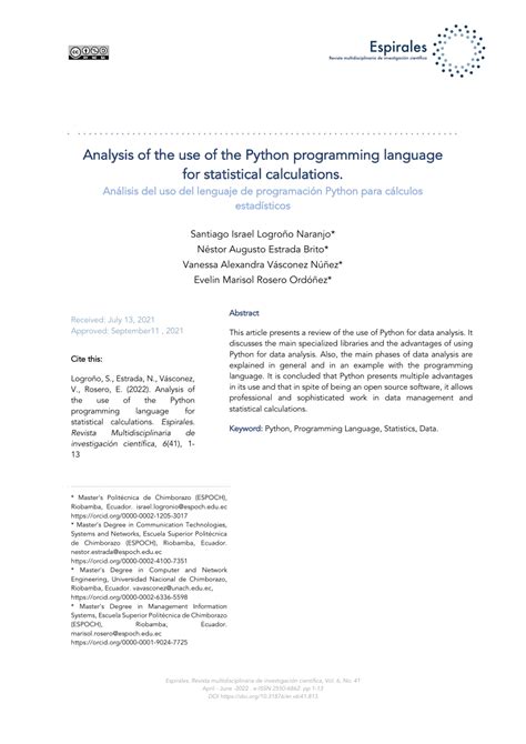 Pdf Analysis Of The Use Of The Python Programming Language For