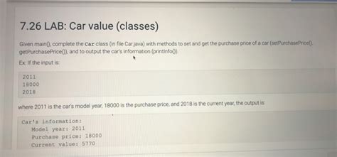 726 Lab Car Value Classes Given Main Complete