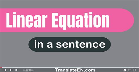 Linear Equation In A Sentence
