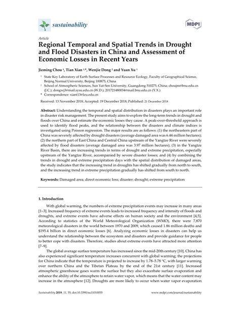 Pdf Regional Temporal And Spatial Trends In Drought And Flood Disasters In China And