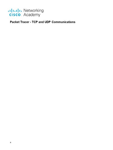 Packet Tracer Tcp And Udp Communications Objectives Pdf Transmission Control Protocol