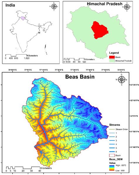 Location Map Of The Beas Basin With Aster Dem Showing The Lowest And