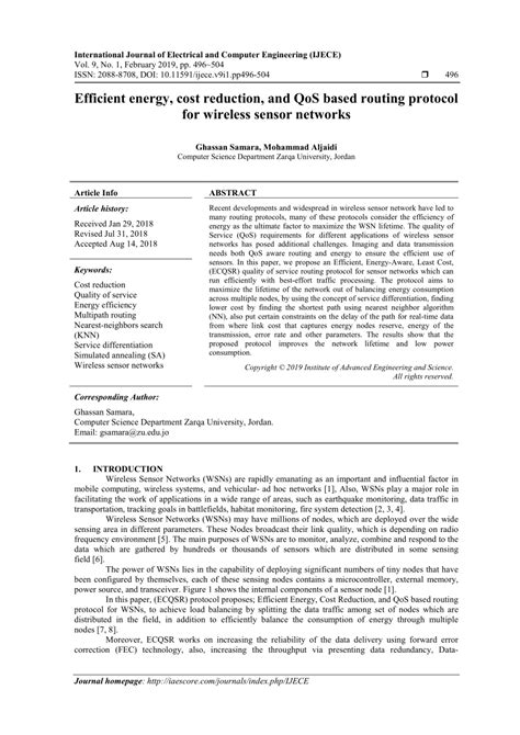 Pdf Efficient Energy Cost Reduction And Qos Based Routing Protocol