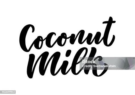 배너 로고 및 포장 디자인에 대 한 코코넛 우유 레터링 유기농 영양 건강 식품 유제품에 대 한 문구 벡터 0명에 대한 스톡 벡터 아트 및 기타 이미지 Istock