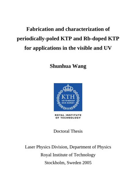 Pdf Fabrication And Characterization Of Periodically Poled Ktp · 7322 Theoretical