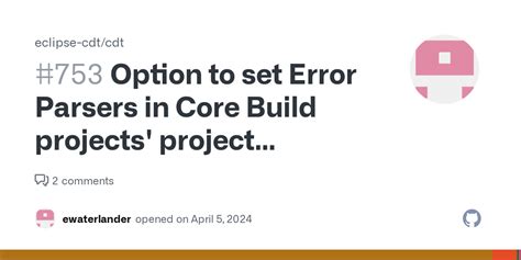 Option To Set Error Parsers In Core Build Projects Project Properties · Issue 753 · Eclipse