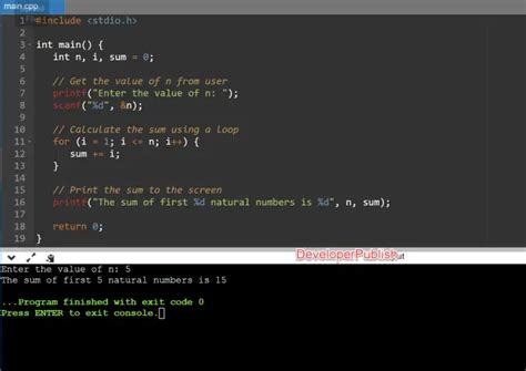 C Program To Find Sum Of First N Natural Numbers