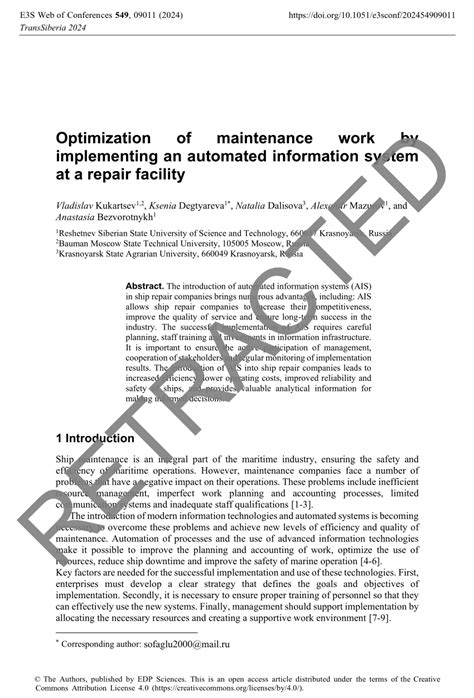 Pdf Optimization Of Maintenance Work By Implementing An Automated Information System At A