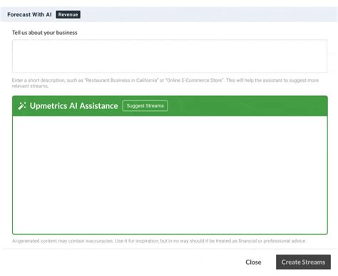 AI Powered Financial Forecasting Assistant Upmetrics