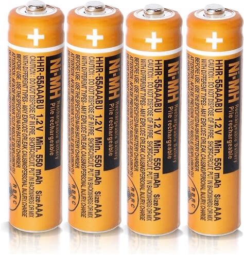 4 Pack HHR-55AAABU 550mAh NI-MH AAA Rechargeable Batteries for ...