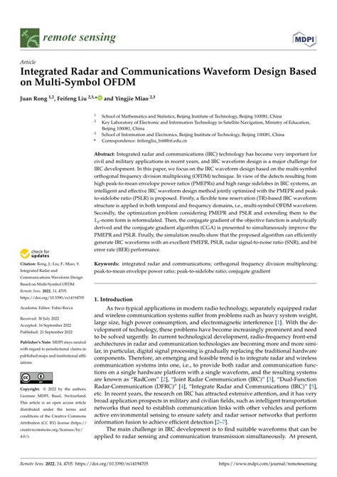 Pdf Integrated Radar And Communications Waveform Design Based On