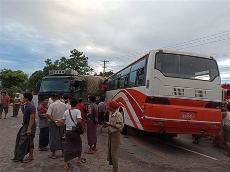 Dvb အင်းတကော်မြို့တွင် ယာဉ်တိုက်မှုဖြစ်ပြီး အထည်ချုပ်စက်ရုံက