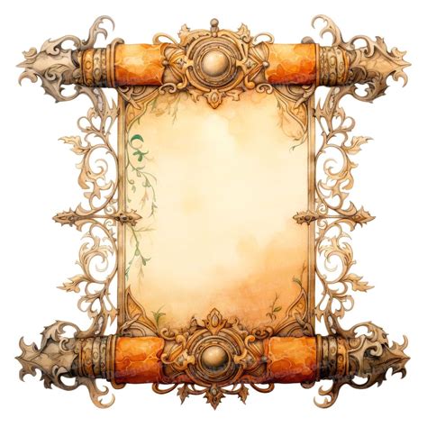 12x Medieval Scroll Clipart Ornate Paper Clipart Printable Watercolor Clipart Wall Art Paper