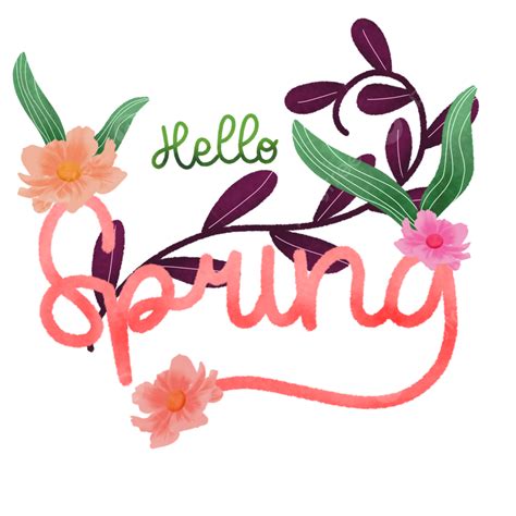 Hello Spring Lettering Letteringspring Spring Lettering PNG Transparent Clipart Image And PSD
