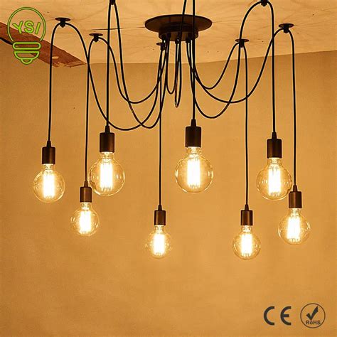 모던 북유럽 빈티지 레트로 에디슨 전구 조명 골동품 조절 스파이더 펜던트 램프 철 서스펜션 조명 기구 아트 천장 램프인테리어 라이트 Aliexpress