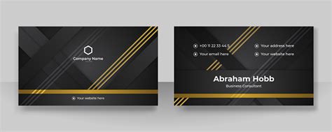 현대 창조적이고 깨끗한 명함 템플릿 럭셔리 명함 디자인 템플릿 추상적 인 황금빛 반짝이는 물결 모양의 선이있는 우아한 어두운 검은 색 배경 벡터 일러스트 레이 션 0명에