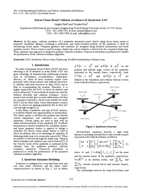 Stereo Vision Based Collision Avoidance Of Quadrotor Uav Pdf Unmanned Aerial Vehicle