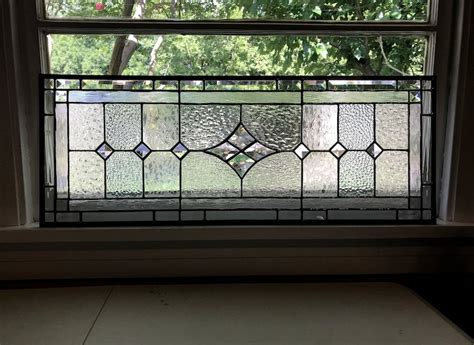 Transom Stained Glass Window Panel Wbevels Crystal Clear Etsy