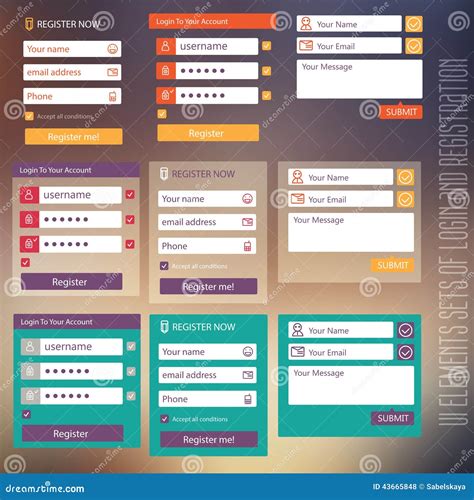 User Interface Elements Sets Of Login And Stock Vector Illustration