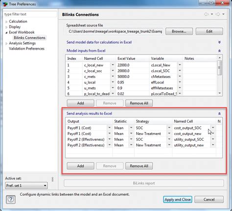 send model outputs back to excel