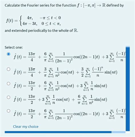 Solved Calculate The Fourier Series For The Function F Chegg Com