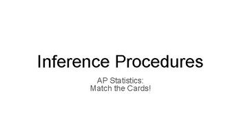AP Statistics Inference Procedures Task Cards Match Formulas Examples Steps