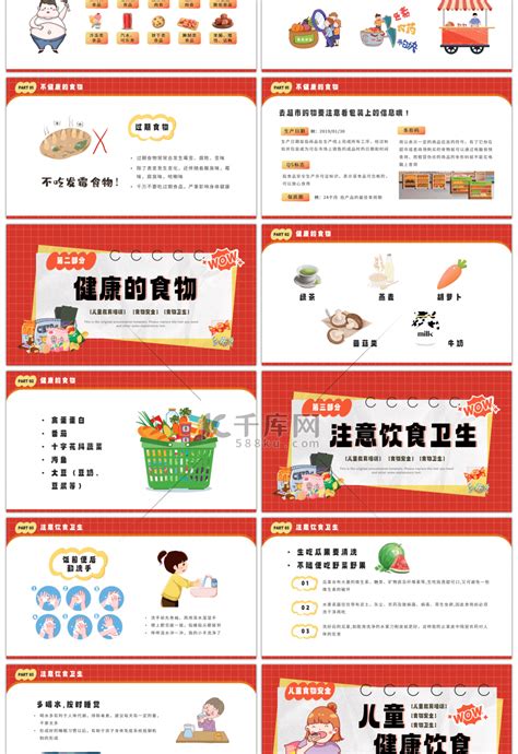 卡通儿童健康饮食ppt宣传ppt动态 免费ppt模板下载 千库网