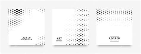 Free Vector Three Empty Halftone Geometric Pattern Backgroudn In Set