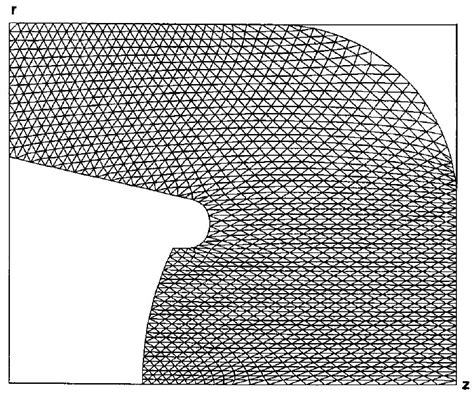 example of a conformal triangular mesh with variable resolution matched