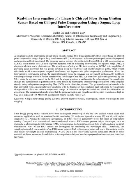 Pdf Real Time Interrogation Of A Linearly Chirped Fiber Bragg Grating Sensor Based On Chirped