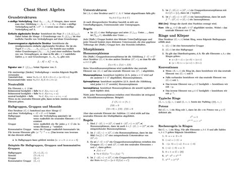 Linear Algebra Cheat Sheet Download Printable Pdf Templateroller Images