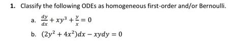 Solved Classify The Following Odes As Homogeneous