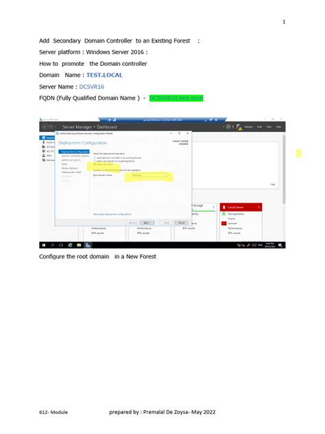 add secondary domain controller to an existing forest week 06 pdf