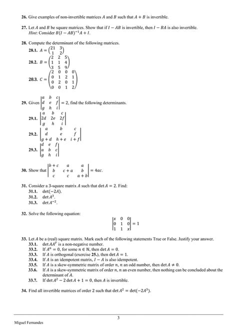 exercises in linear algebra matrices and determinants pdf