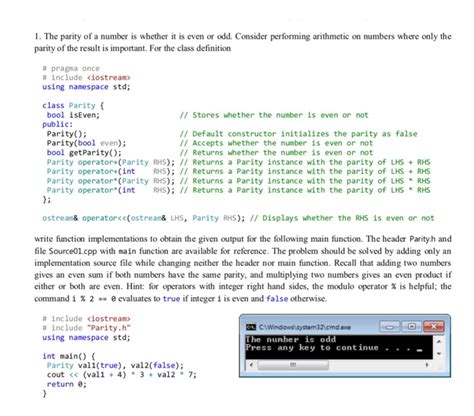 Solved 1 The Parity Of A Number Is Whether It Is Even Or Chegg Com