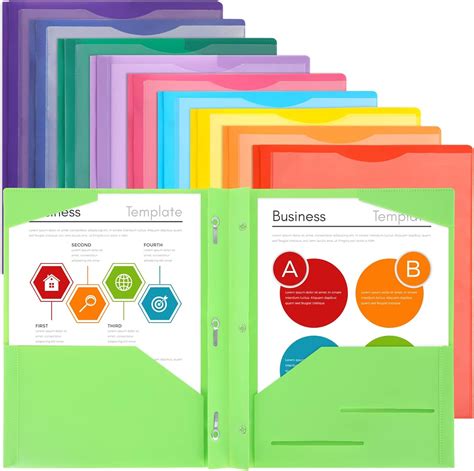 Eoout 20 Pack Pocket Folders With Prongs 10 Colors Heavy Duty File Folders With