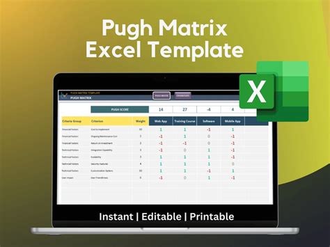 Pugh Matrix Excel Template Criteria Based Decision Selection Matrix