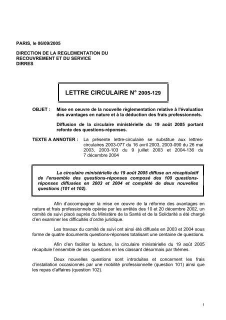 lettre circulaire n° 2005 129 urssaf
