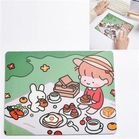 5 Pcs 크리 에이 티브 귀여운 만화 토끼 소녀 마우스 패드 노트북 학생 마우스 패드 먹기