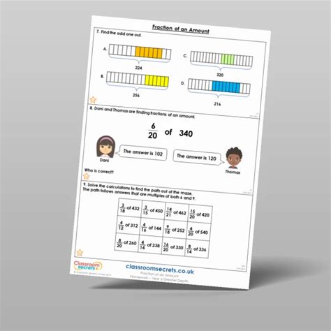 Year 6 Fraction Of An Amount Homework Resource Classroom Secrets