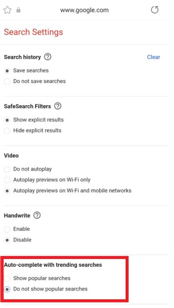 How To Turn Off Trending Searches On Google