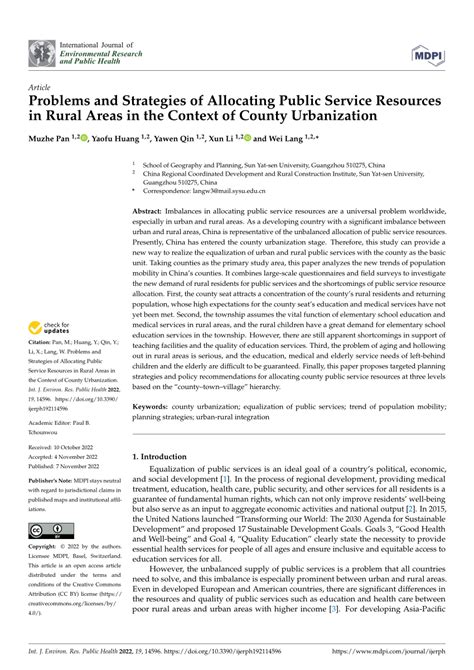 [pdf] Problems And Strategies Of Allocating Public Service Resources In Rural Areas In The