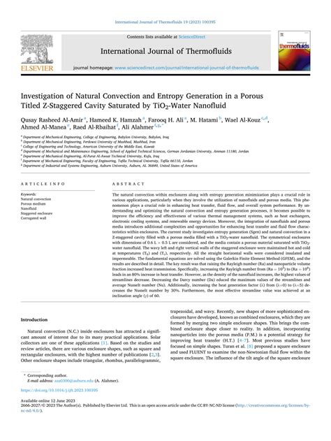 Pdf Investigation Of Natural Convection And Entropy Generation In A Porous Titled Z Staggered