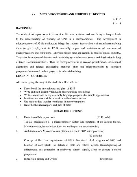Microprocessors AND Peripheral Devices L T P MICROPROCESSORS AND PERIPHERAL DEVICES