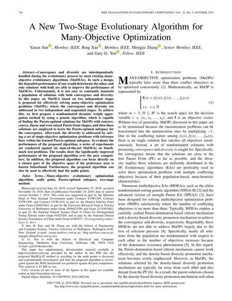 Pdf A New Two Stage Evolutionary Algorithm For Many Objective