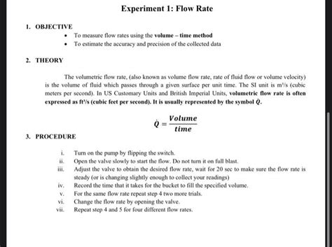 Solved Experiment 1 Flow Rate 1 Objective • To Measure