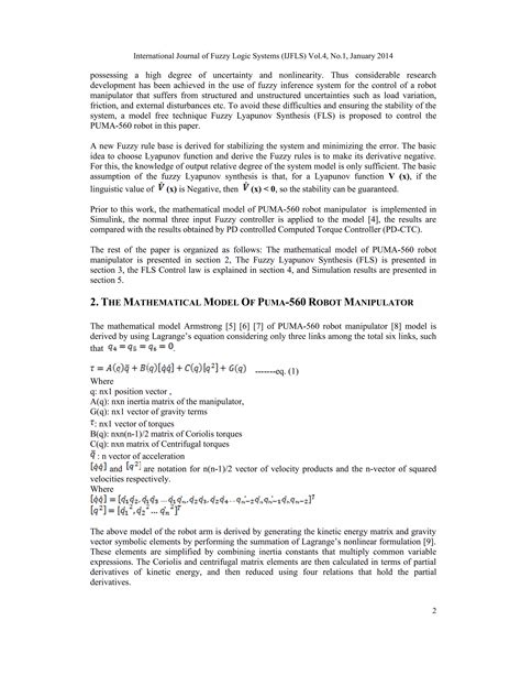 Design Of Lyapunov Based Fuzzy Logic Pdf