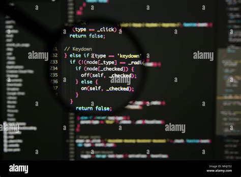Real Java Script Code Developing Screen Programing Workflow Abstract Algorithm Concept Closeup