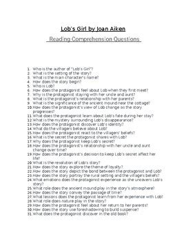 Lobs Girl Reading Comprehension Questions Quiz With Answer Keys
